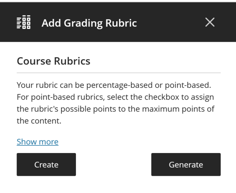 Kick Off Rubric Creation with Blackboard AI – CETL