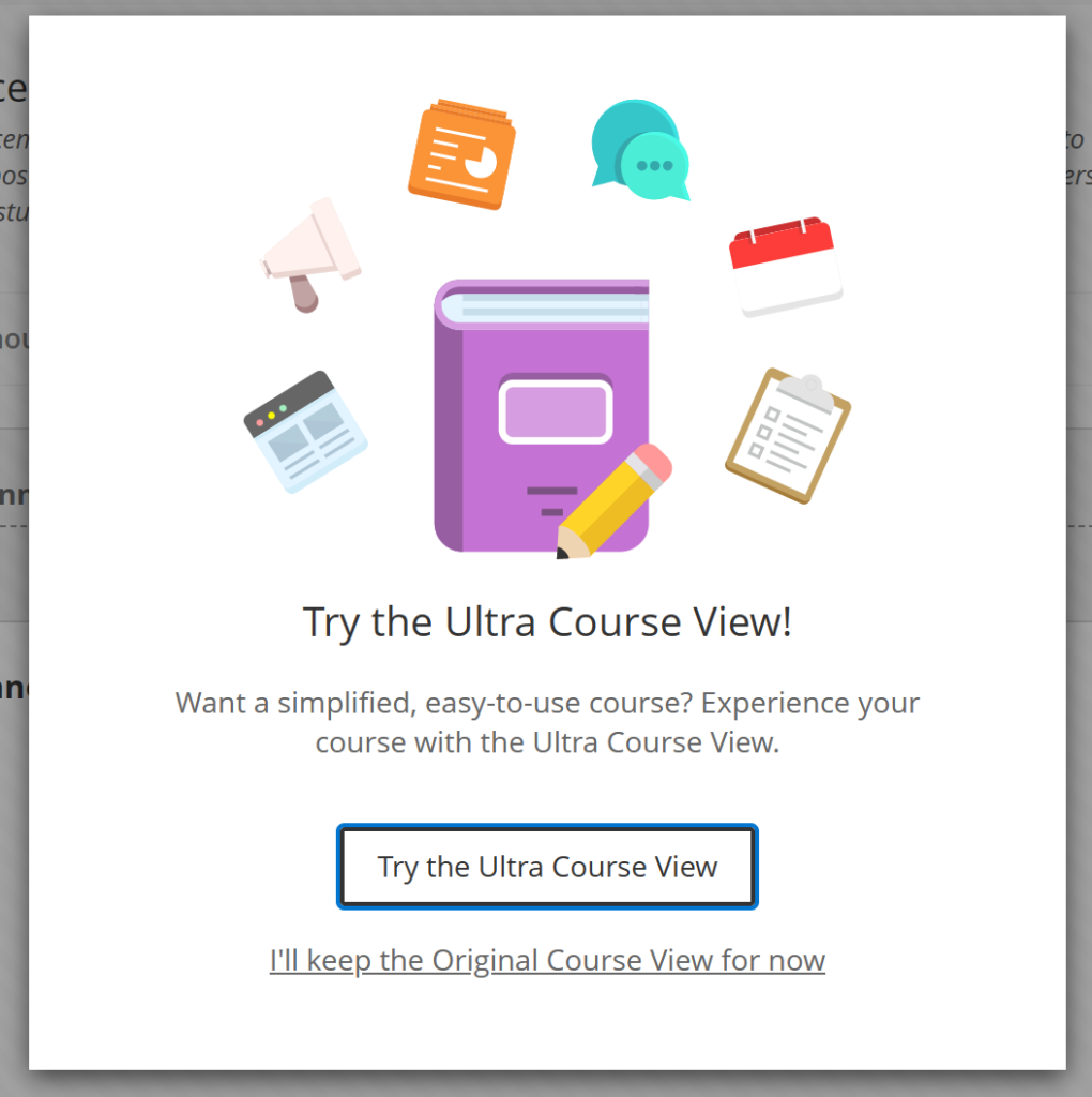Try the Ultra View Prompt in Blackboard Classes – CETL